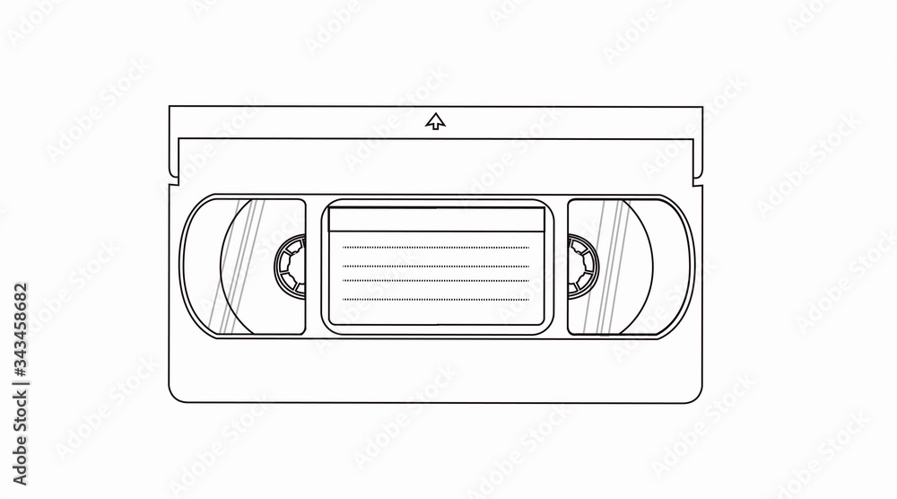 Vector Isolated Lines Illustration of a Videocassette. VHS Tape Stock ...