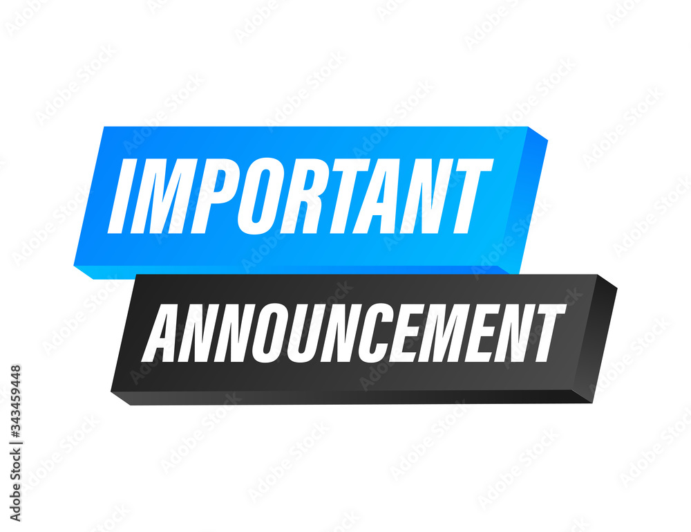 Banner with important announcement. Blue important announcement sign ...
