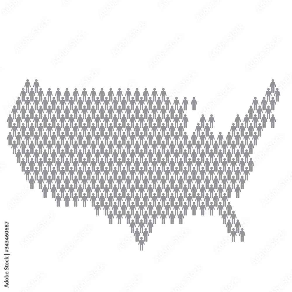 USA population infographic. Map made from stick figure people Stock ...