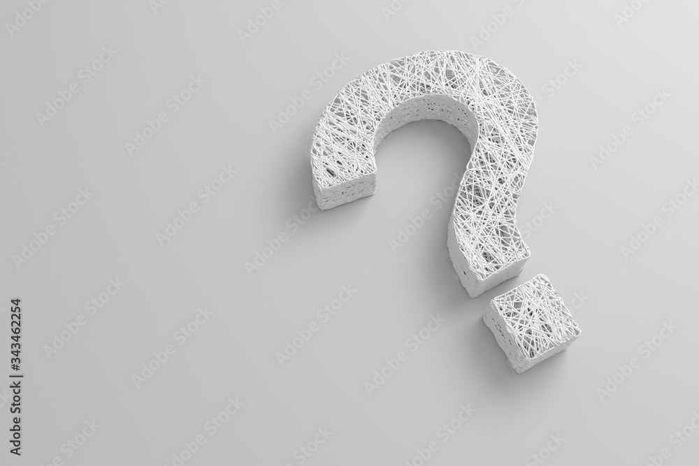 A plurality of thin filaments intertwined in the shape of a question ...