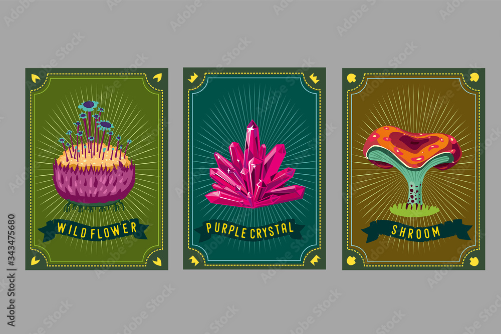Card game collection. Fantasy ui kit with magic items. User interface ...