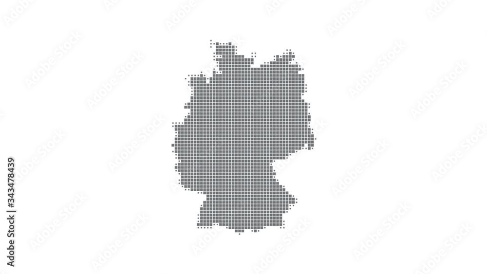 Dynamic motion animation of a pixel map of Germany. The appearance of ...