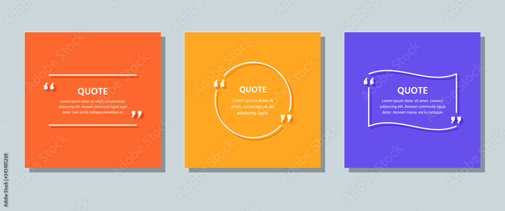 Quote frame box. Vector. Quotations text template. Set of info comments ...