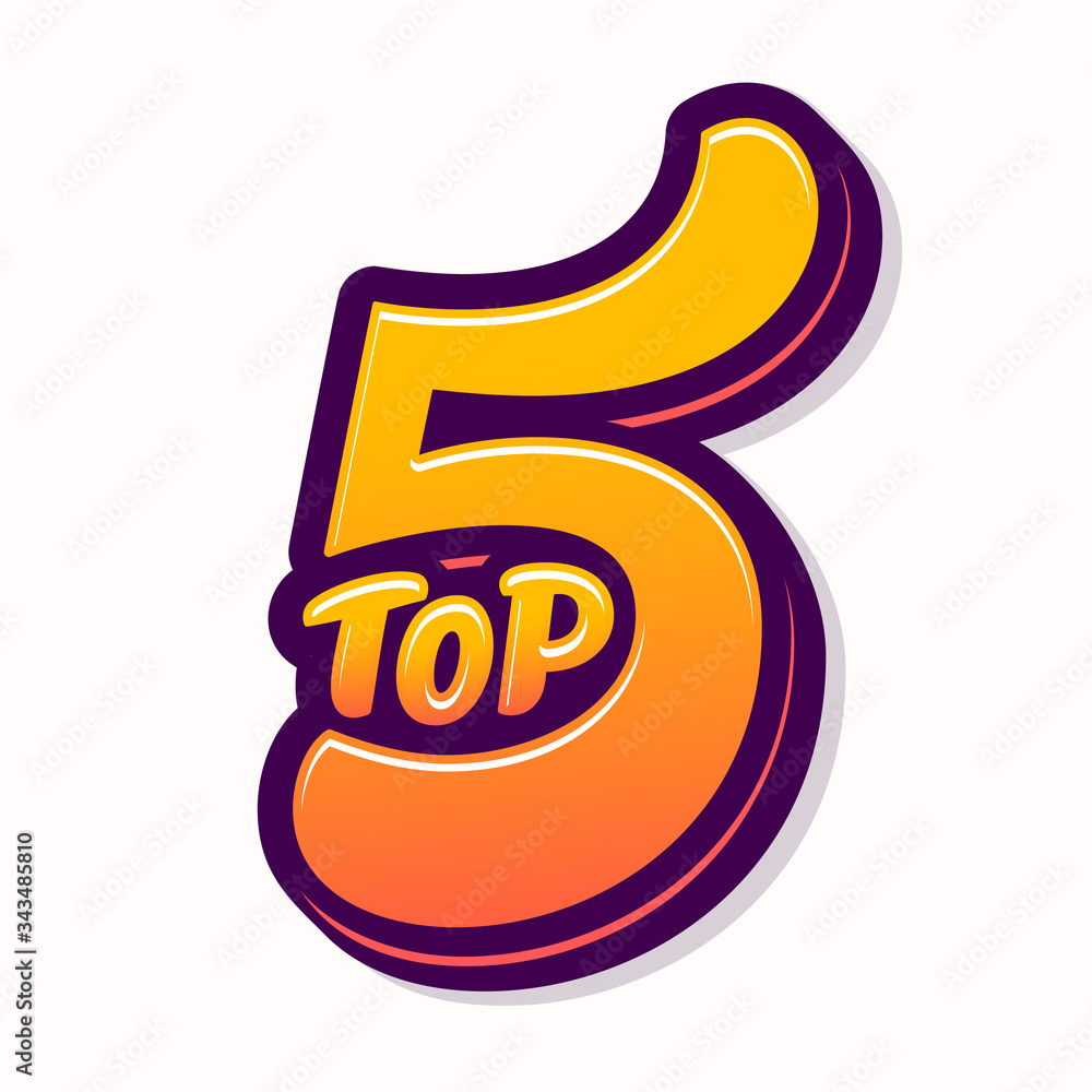 Top 5. Vector icon. Hand-drawn vector illustration. Stock Vector ...
