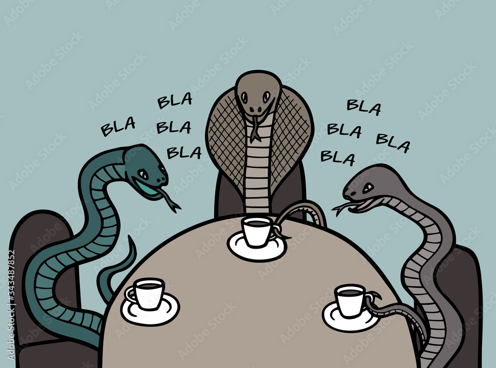 Venomous snakes communicate with each other in cafes. Stock Vector ...