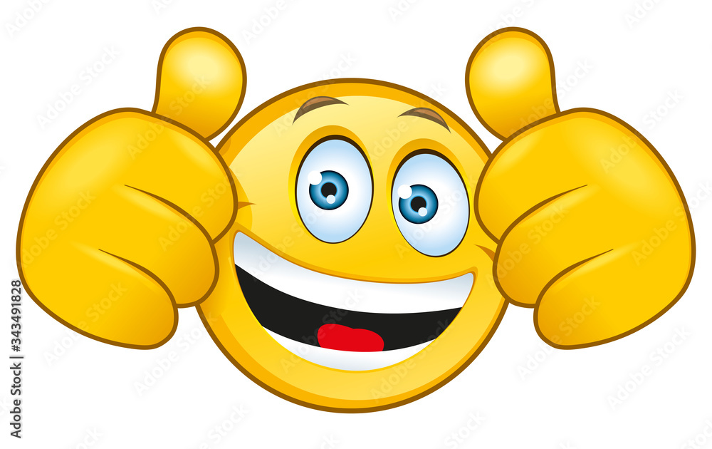 laughing smilie with a thumbs up sign Stock Illustration | Adobe Stock