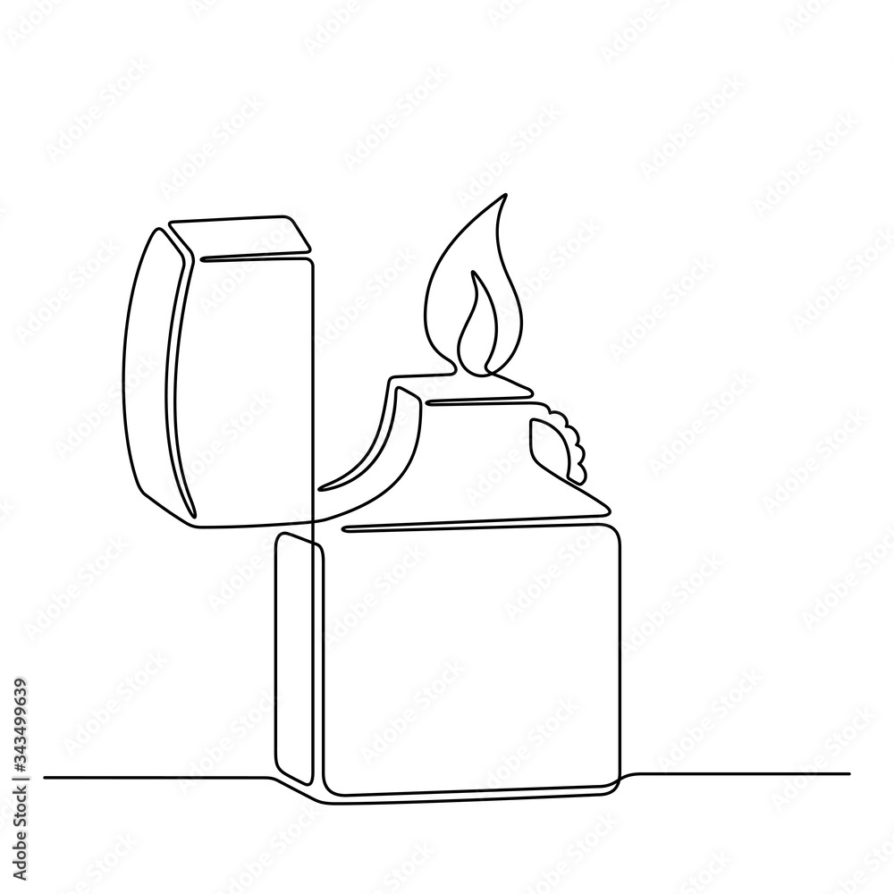 Continuous line drawing. Lighter. Black isolated on white background ...