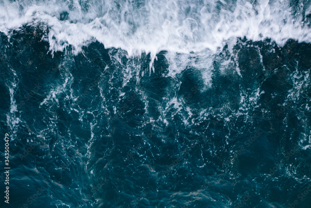 Overhead view to blue stormy ocean waves Stock Photo | Adobe Stock