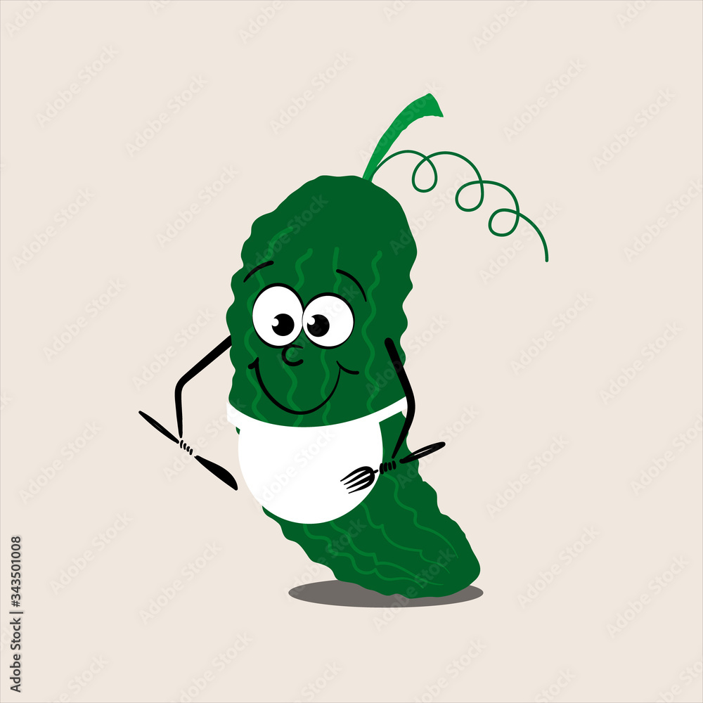 Cute Cartoon illustration of cucumber. Stock Vector | Adobe Stock