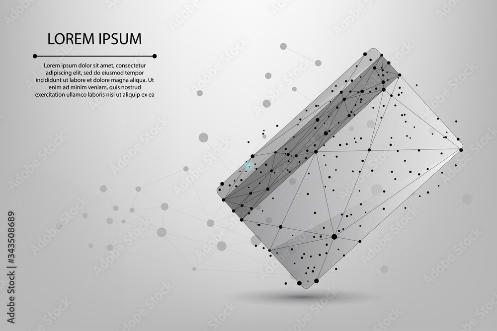 Abstract mesh line and point polygonal credit card. Online payment ...