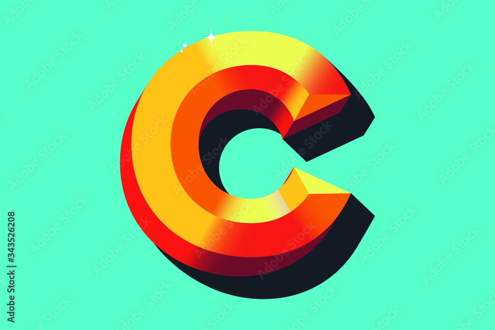 Engraved Vector letter C Color Pantone for any use Stock Vector | Adobe ...
