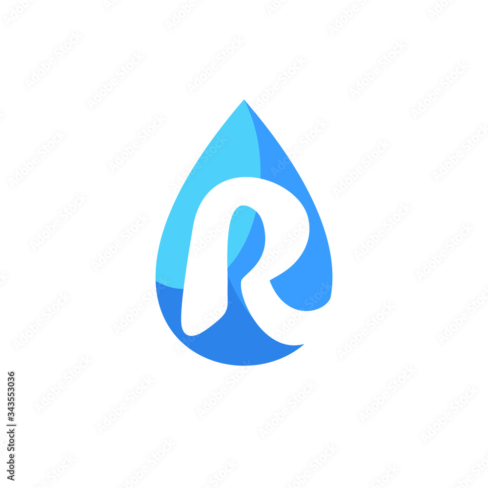 R Letter in Water Drop Icon Vector Stock Vector | Adobe Stock