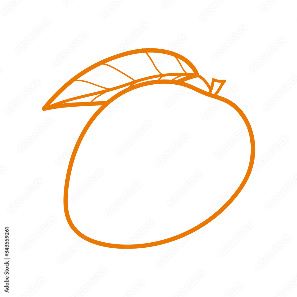Linear drawing mango isolated on white background. Sketch for coloring ...
