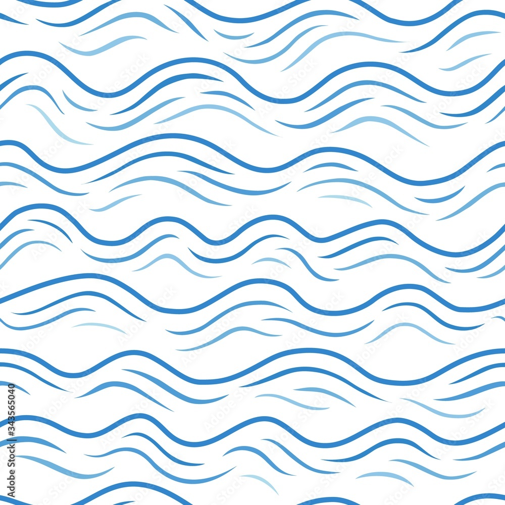 Hand drawn seascape water. Ocean wave line background. Abstract waves ...