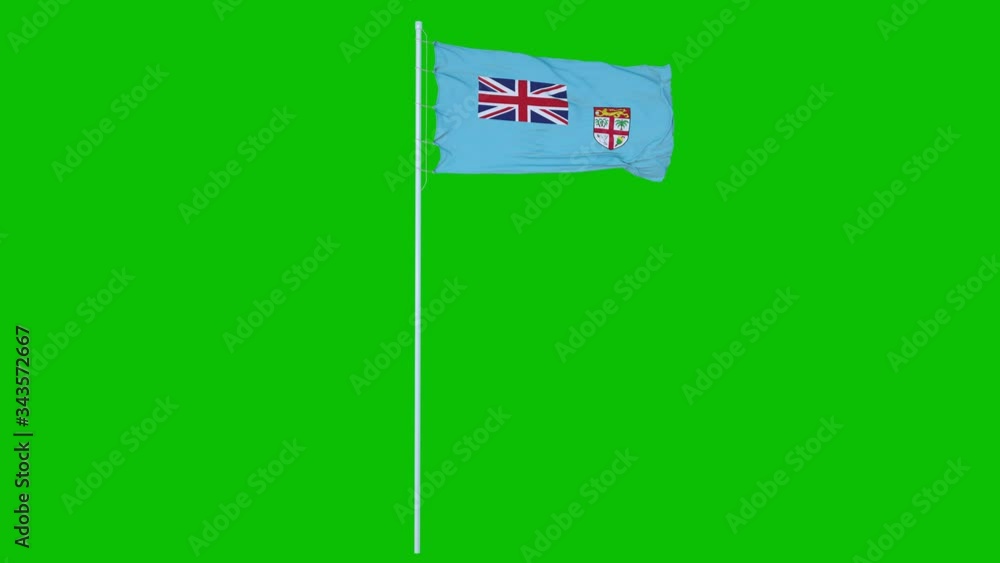 Fiji Flag Waving on wind on green screen or chroma key background. 4K ...