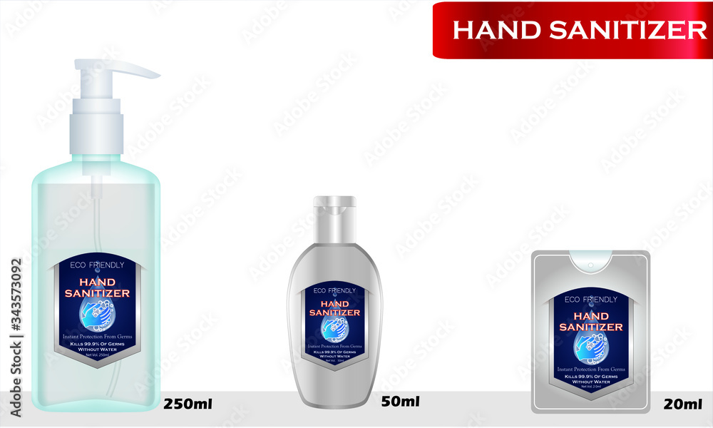 Hand sanitizer label design vector graphic template for packaging ...