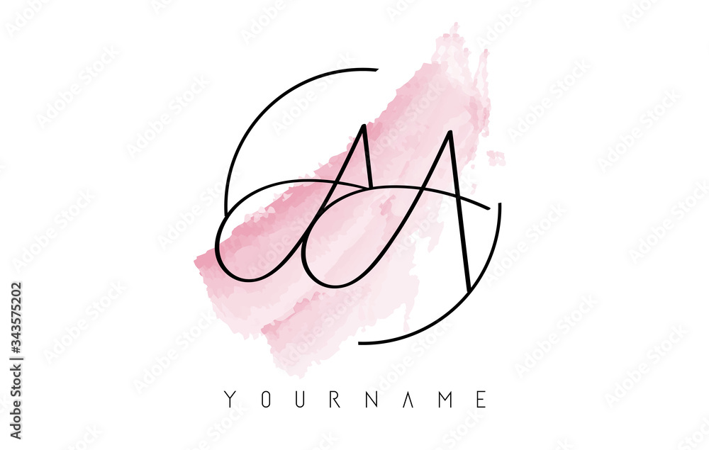 AA a Letters Logo with Pastel Watercolor Acquarella Brush Stroke. Stock ...