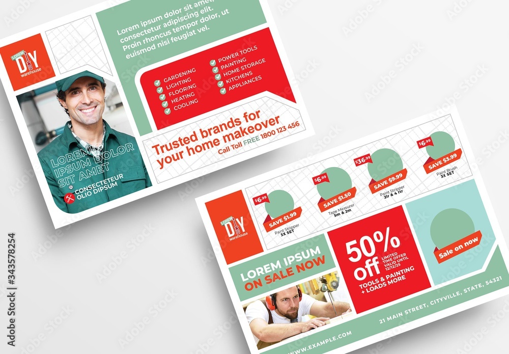 Diy Tool Supply Store Flyer Layout with Construction Theme Stock ...