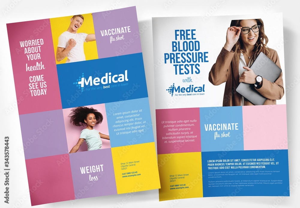 Modern Medical Poster Layout with Colourful Grid Stock Template | Adobe ...