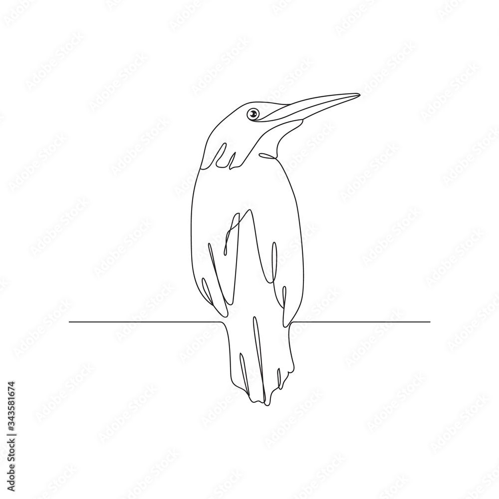 Continuous line drawing kingfisher bird Stock Vector | Adobe Stock