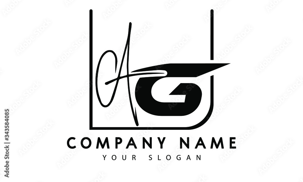 Initial AG letter monogram and elegant logo design, handwritten logo of ...