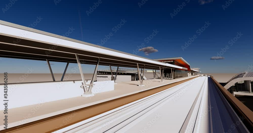 Conceptual visualization of a passenger railway platform in a modern ...