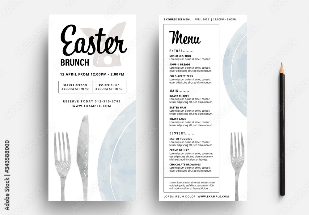 Easter Brunch Flyer Layout with Plate and Cutlery Illustration Stock ...