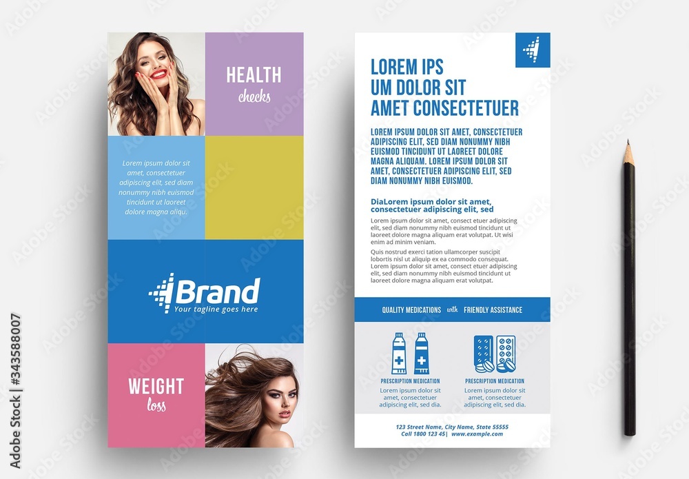 DL Rack Card with Colourful Layout Stock Template | Adobe Stock