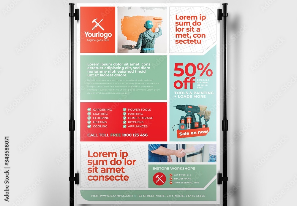 Retail Poster Layout for Construction Handyman Services Stock Template ...