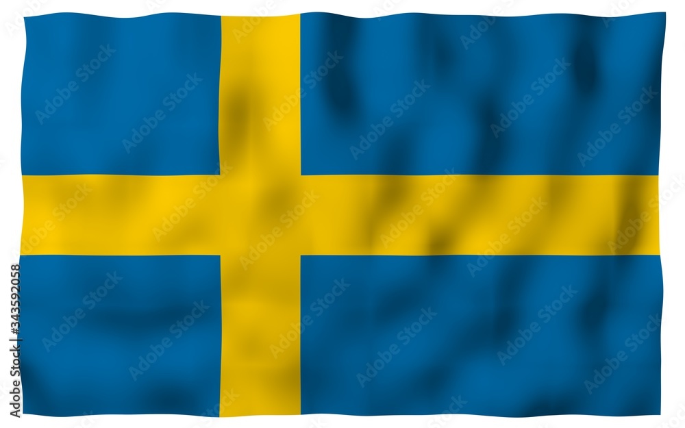 The flag of Sweden. Official state symbol of the Kingdom of Sweden. A ...