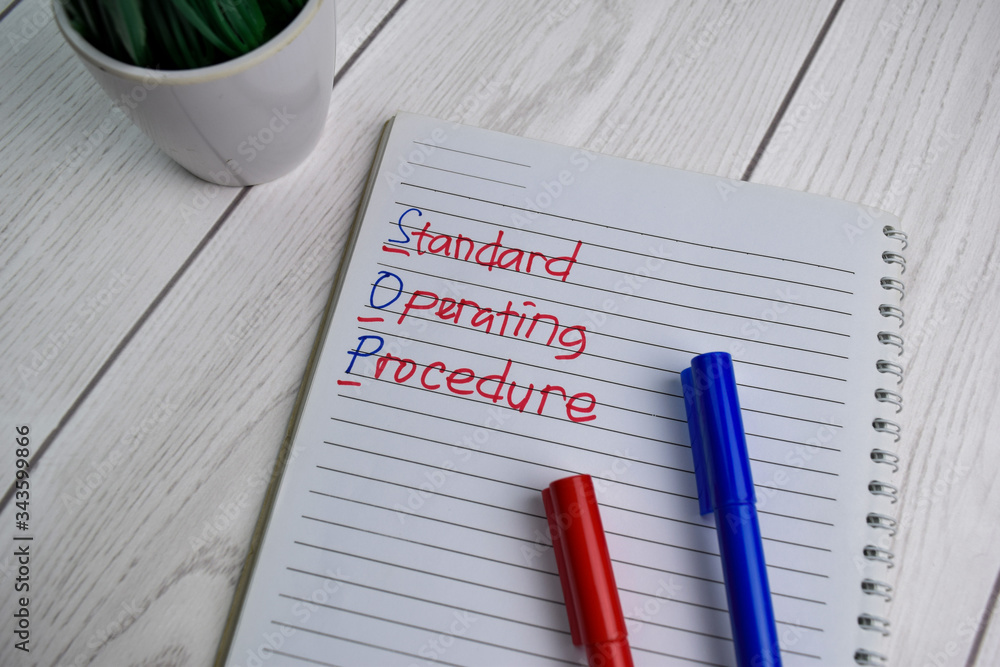 SOP - Standard Operating Procedure write on a book isolated on office ...