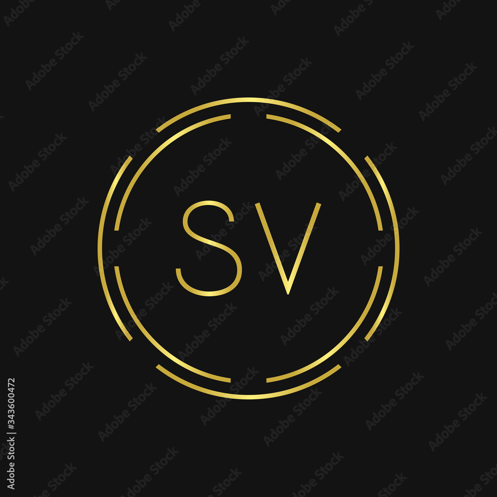 Initial SV Logo Design Creative Typography Vector Template. Digital ...