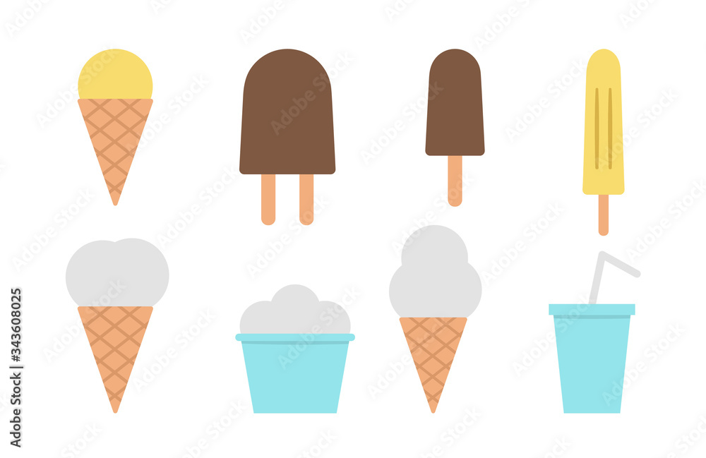 Vector ice-cream and drink clip art set. Cute collection of sweet ...