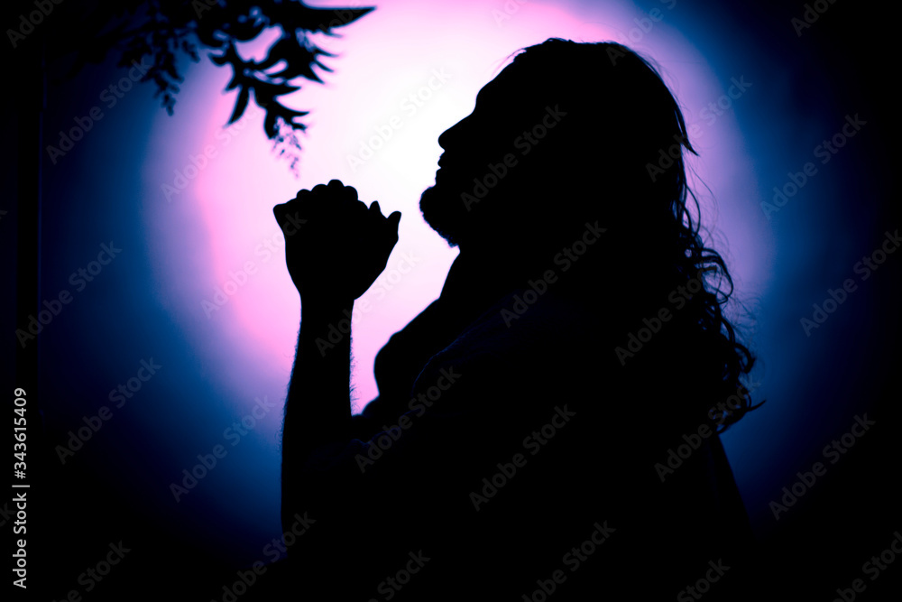 Jesus Christ praying at night Stock Photo | Adobe Stock
