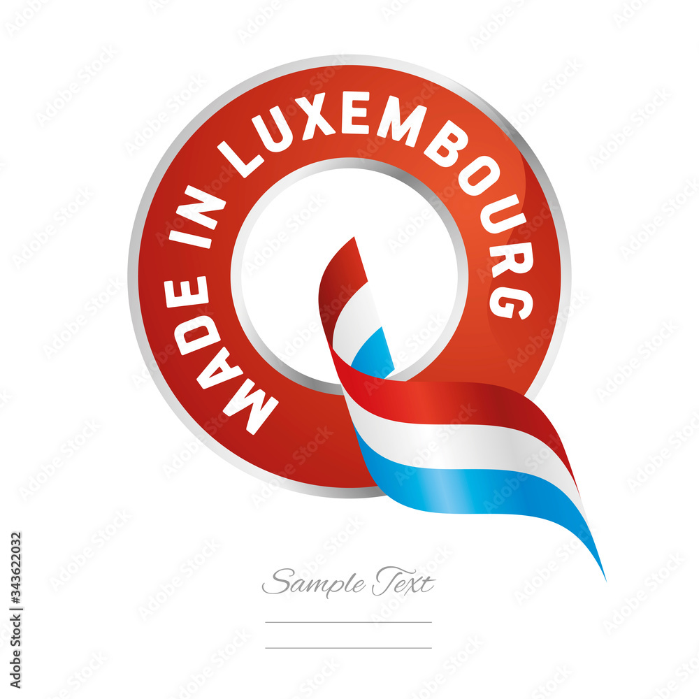 Made in Luxembourg flag ribbon Quality Q sign logo red color label ...