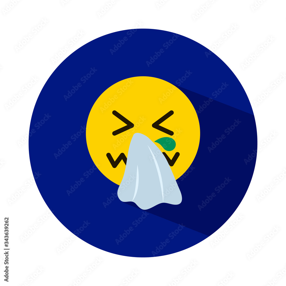 Emojis coronavirus concept, Emoji face with closed eyes sneezing or ...