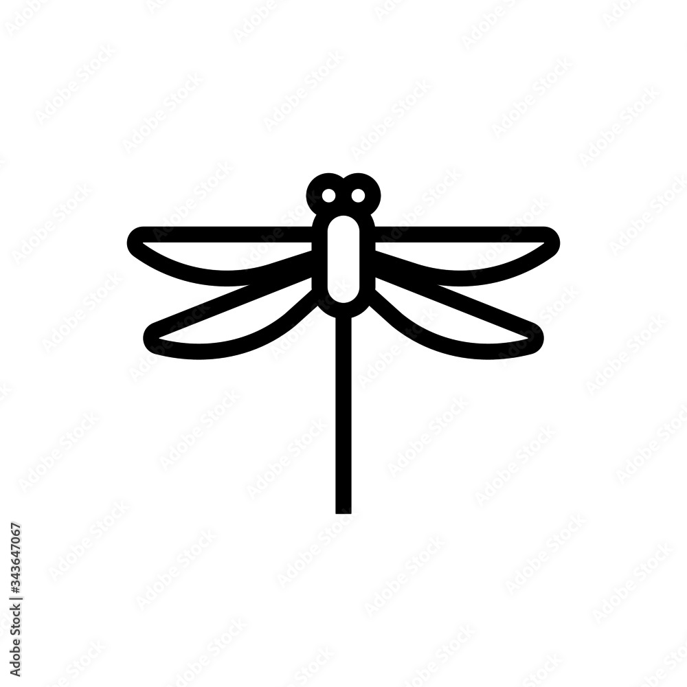 Dragonfly vector icon on white background, dragonfly icon symbol sign ...