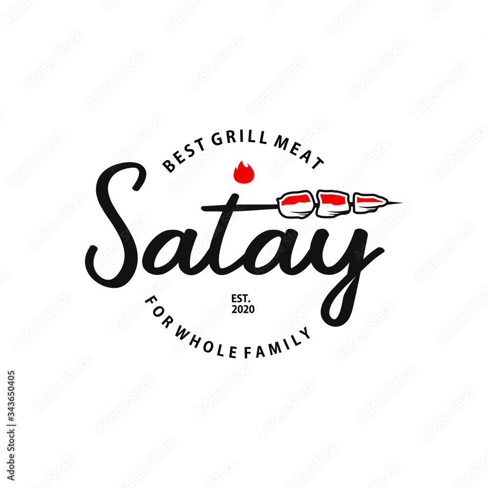 fun simple satay stamp badge food vector graphic design traditional ...