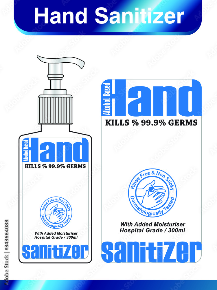 Hand sanitizer label design vector graphic template for packaging ...