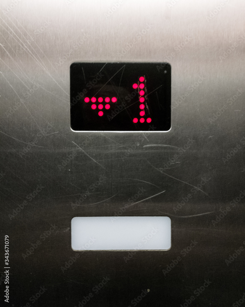 Number 1 Display On Control Panel Of Elevator Stock Photo | Adobe Stock