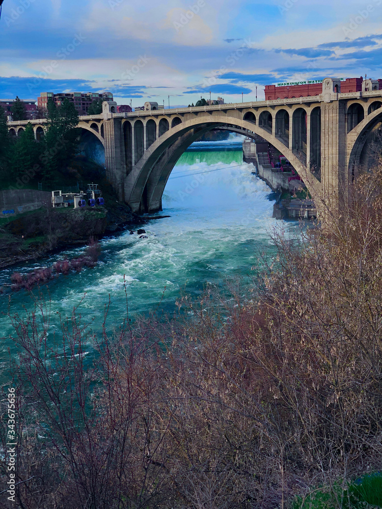 Monroe Street Bridge in Spokane Washington Featuring The Spokane River ...
