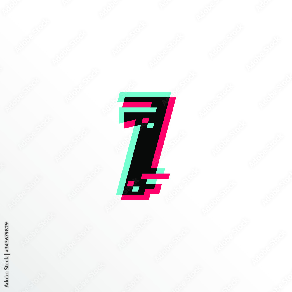 Initial Number 1 with Glitch Effect Stock Vector | Adobe Stock