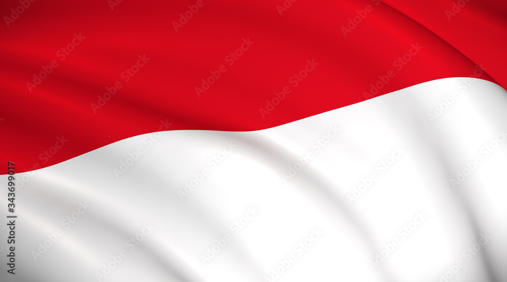 Monaco National Flag (Monacan flag) - waving background illustration ...