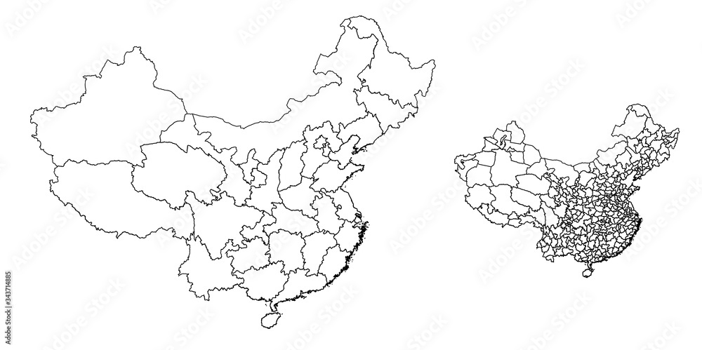 China outline map administrative regions Stock Vector | Adobe Stock