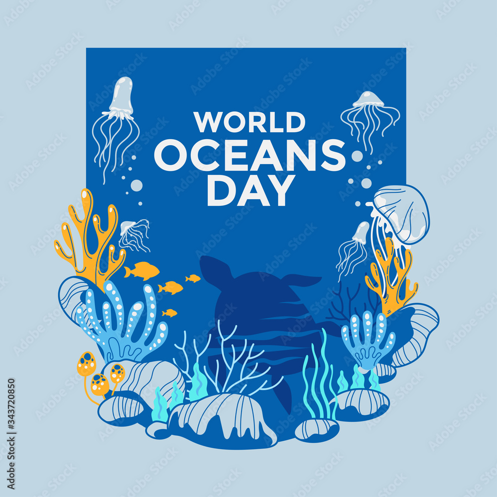Vector illustration environment ecosystem dedicated to World ocean day ...