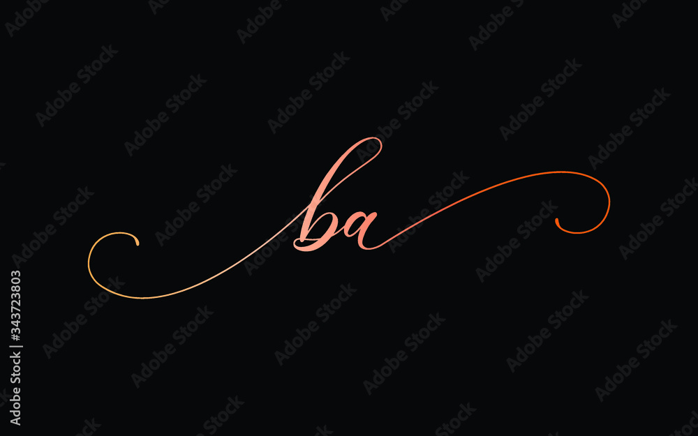 ba or b, a Lowercase Cursive Letter Initial Logo Design, Vector ...