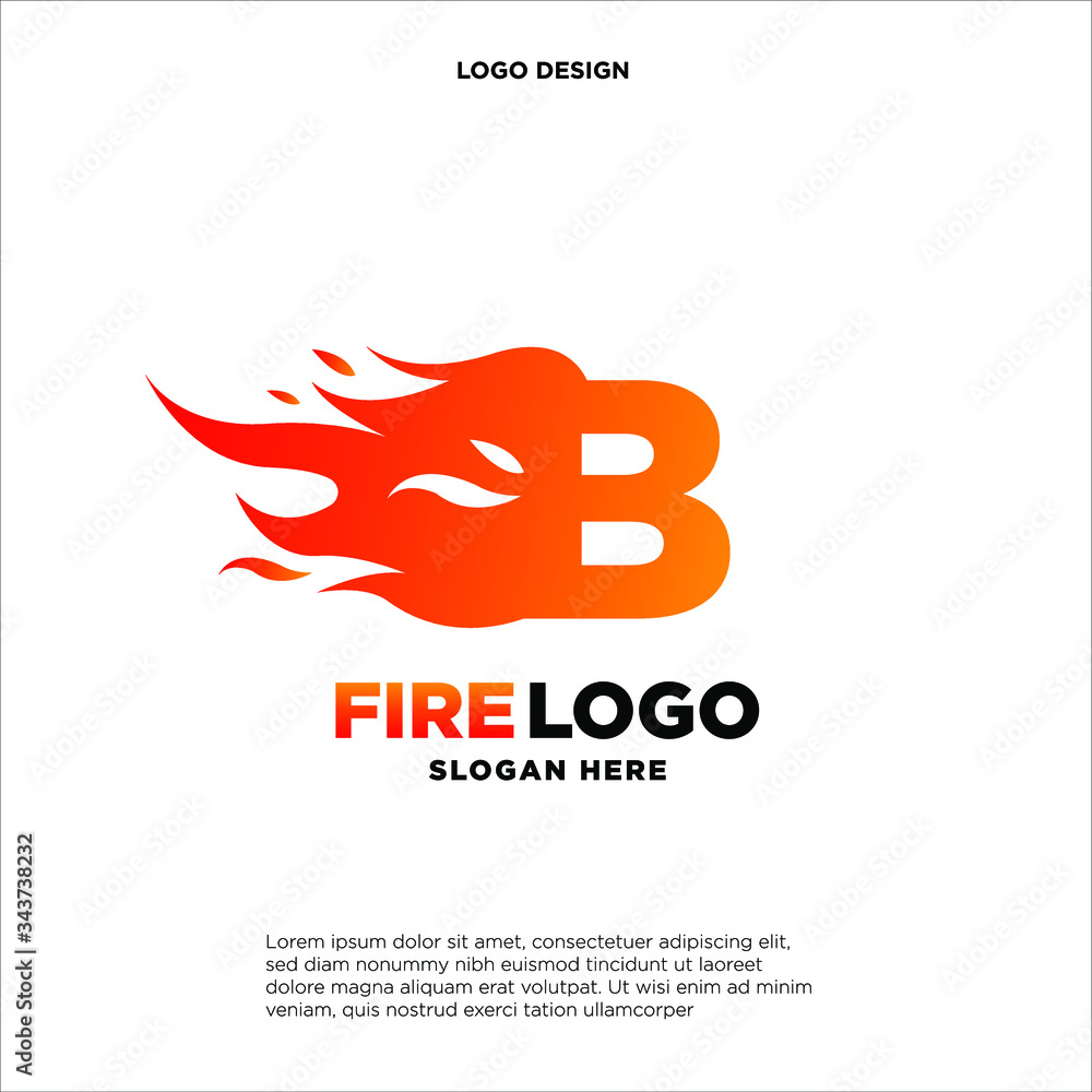 Letter B Fire Logo Design Element Stock Vector | Adobe Stock