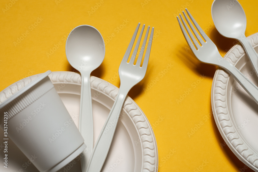 two sets of disposable biodegradable cookware made from corn starch on ...