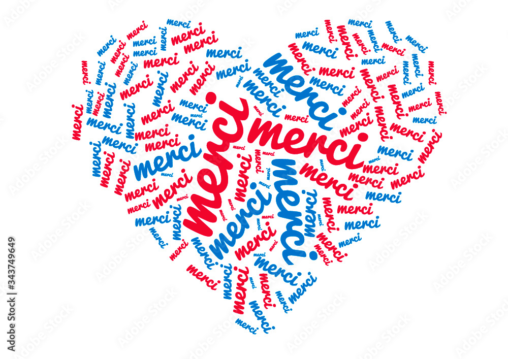 Nuage de mots merci avec un cœur, remerciement Stock Vector | Adobe Stock