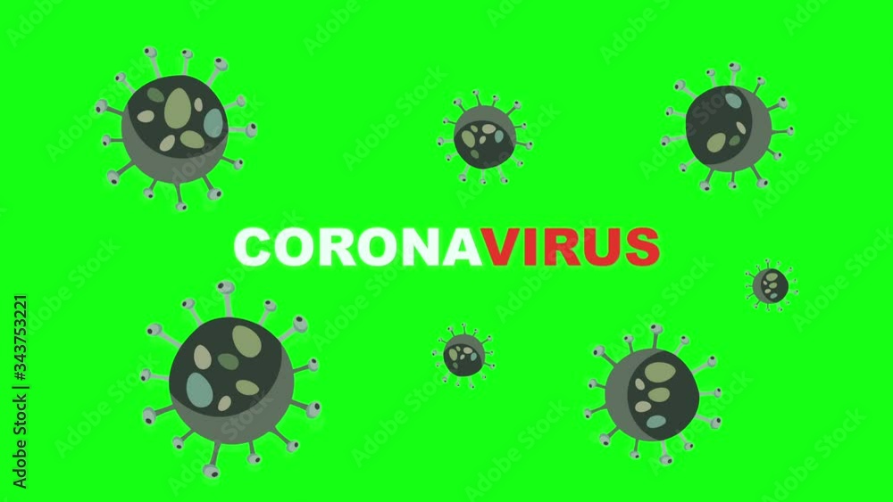 Coronavirus bacteria multiply on a green screen. The spread of the ...